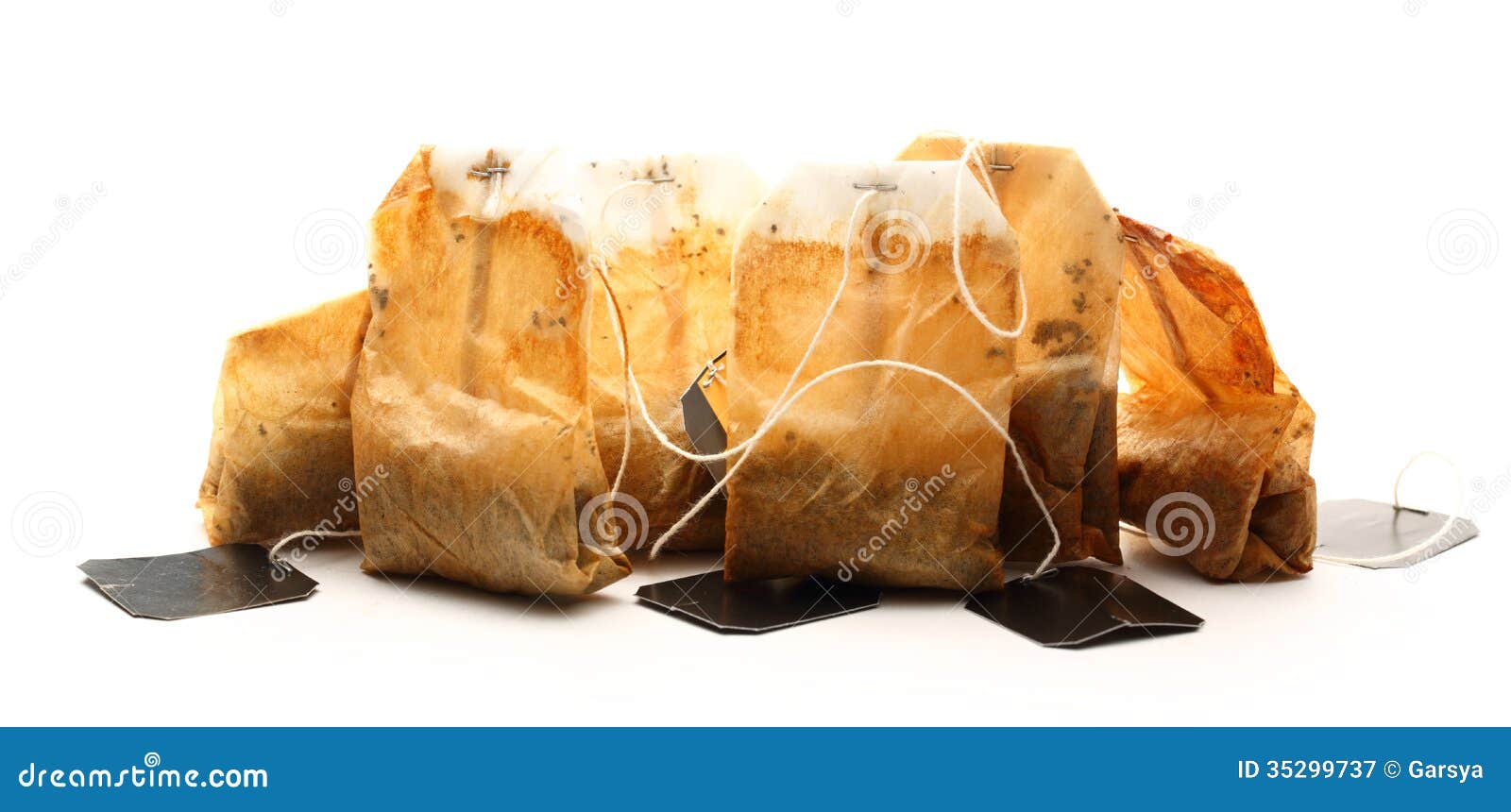 Used tea bags with label stock image. Image of thread - 35299737