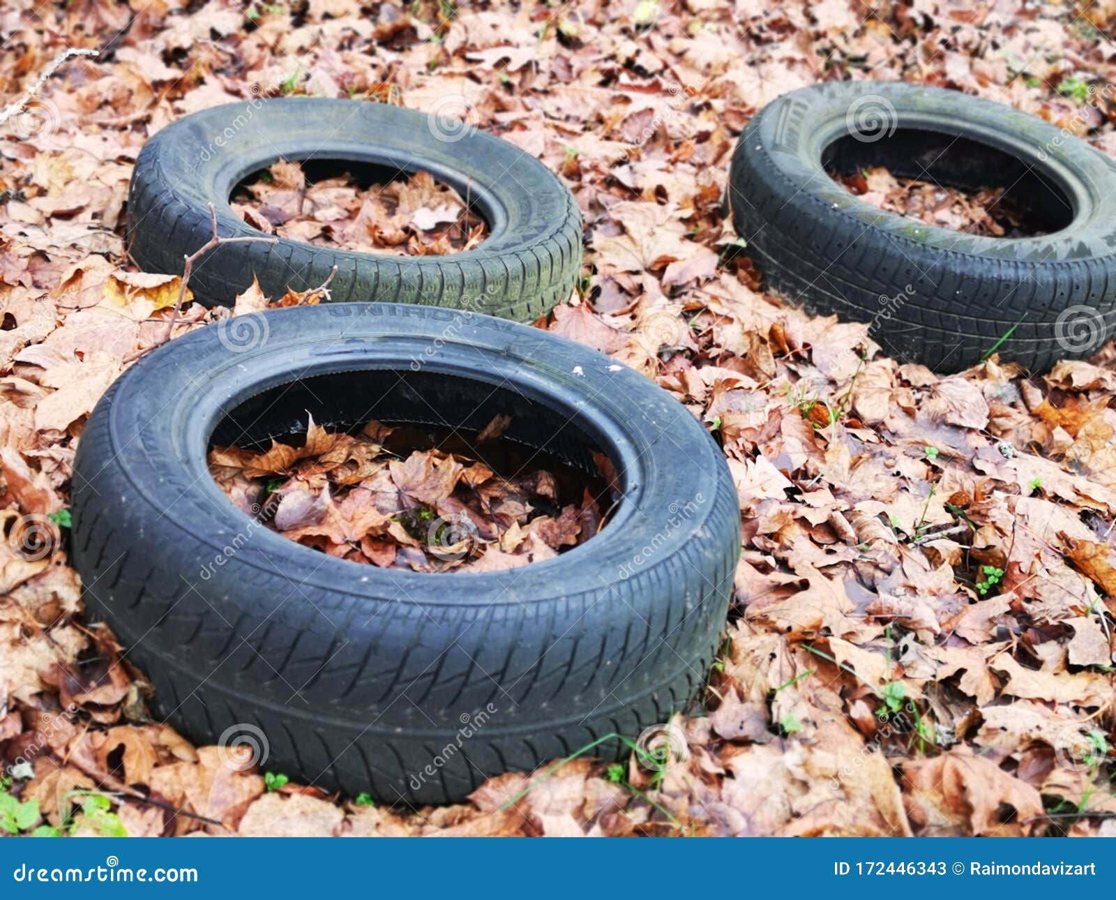 Used tires in nature stock image. Image of protection - 172446343