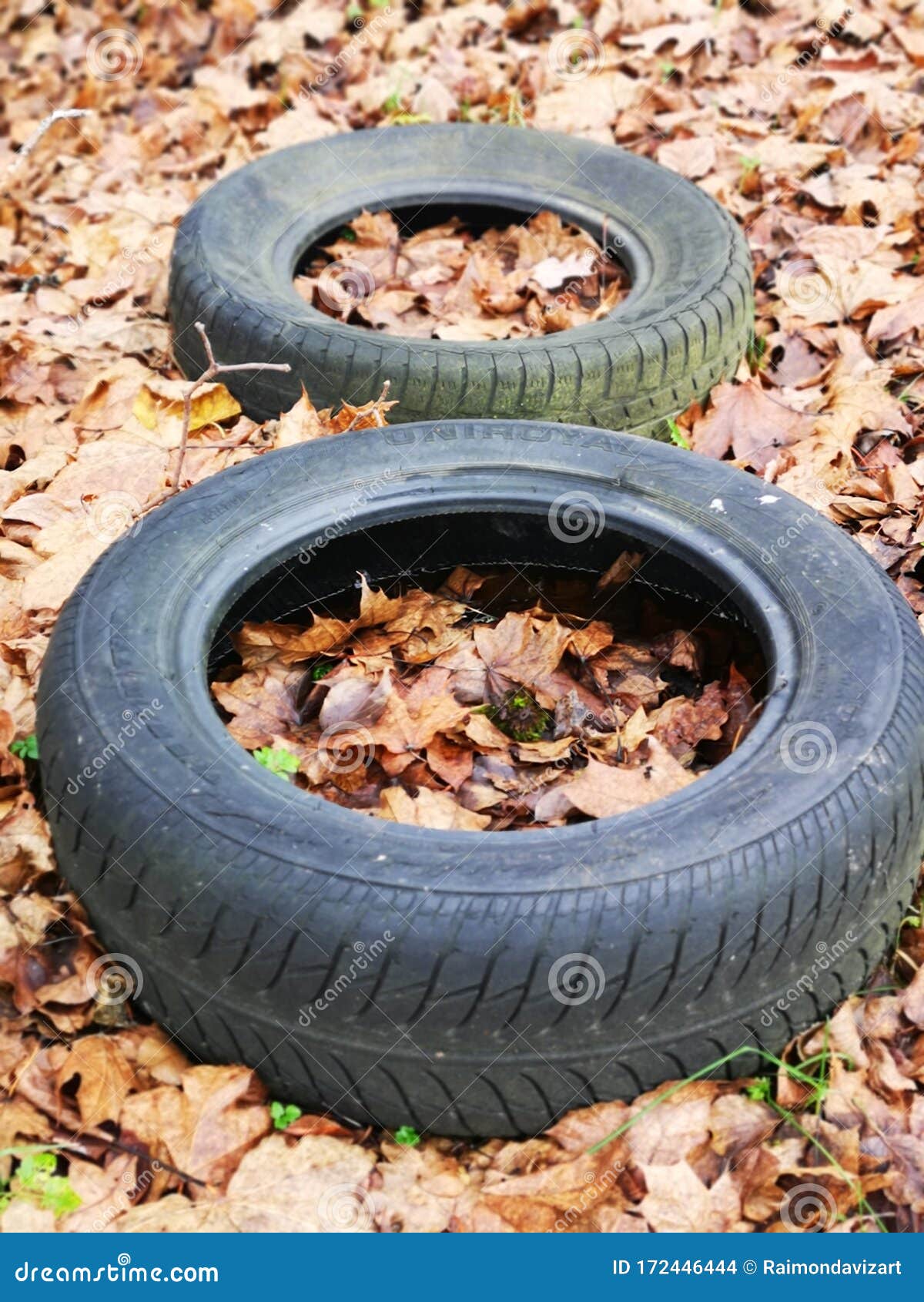 Used tires in nature stock photo. Image of thrown, industry - 172446444