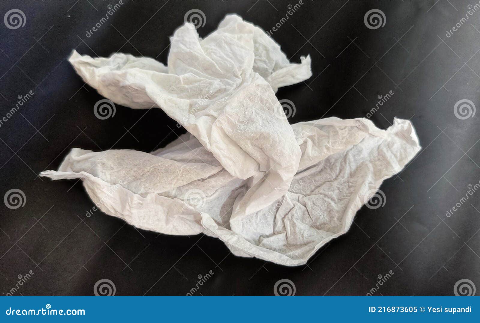 Used Tissue Carelessly Discarded with Black Background Stock Image ...