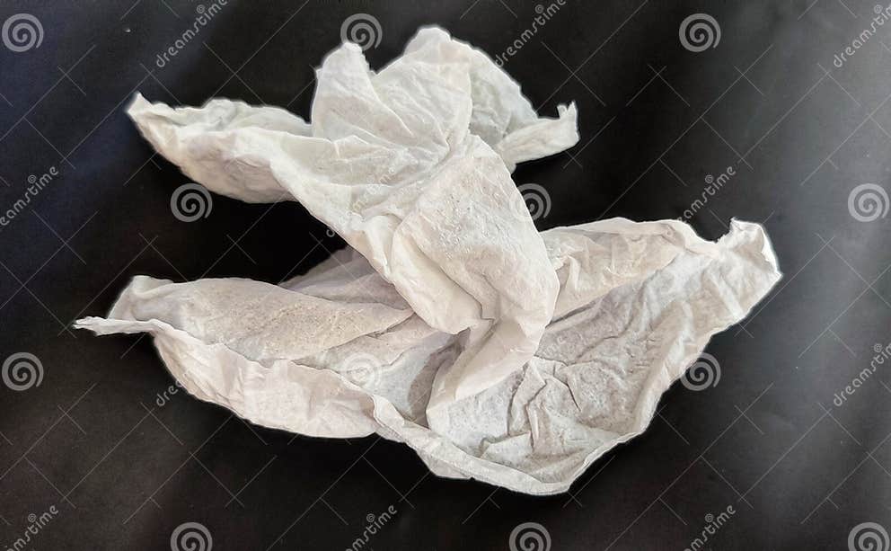 Used Tissue Carelessly Discarded with Black Background Stock Image ...