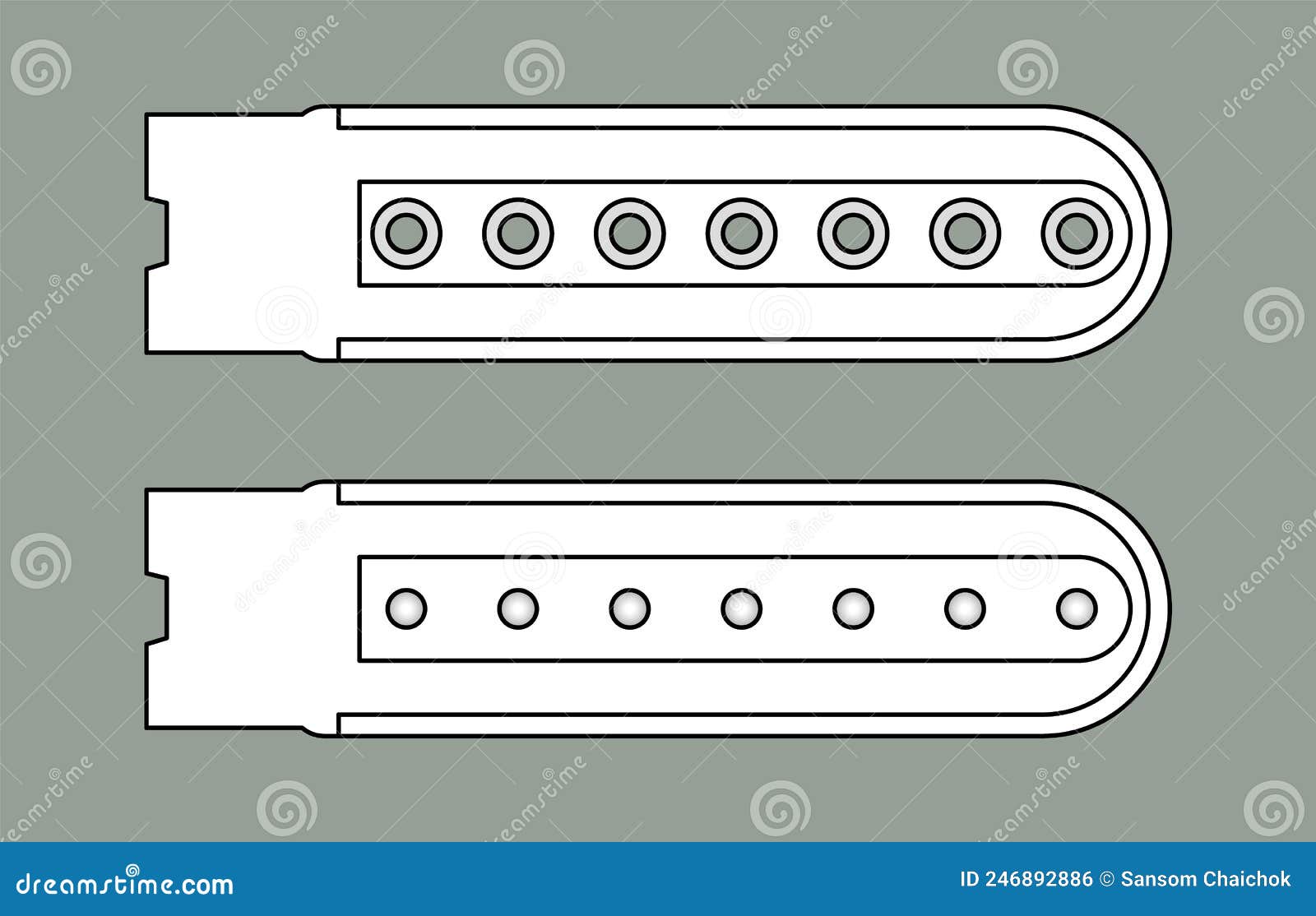 White Plastic Snap Back Cap Closure Strap Template Stock Vector ...