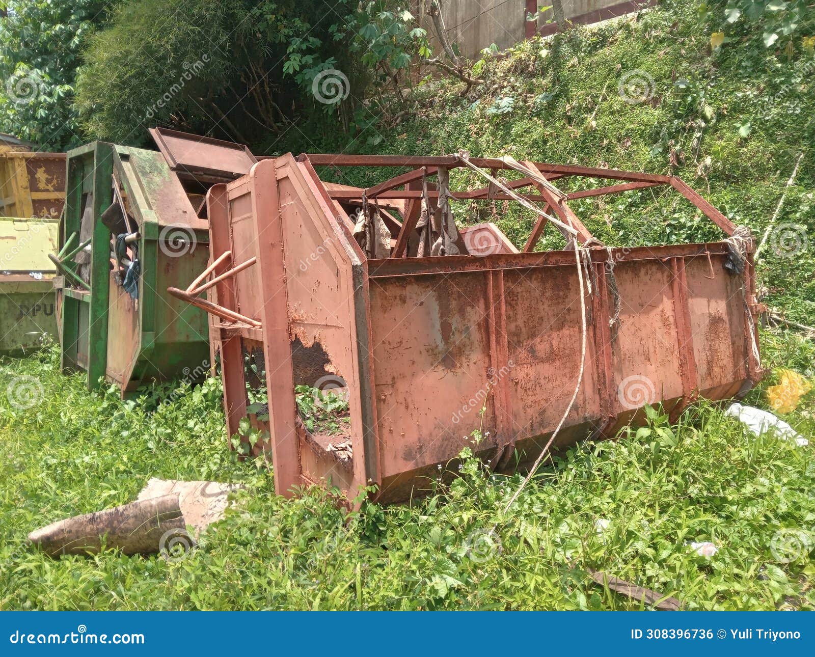 Used Trash Cans that are No Longer Used. Stock Photo - Image of damaged ...