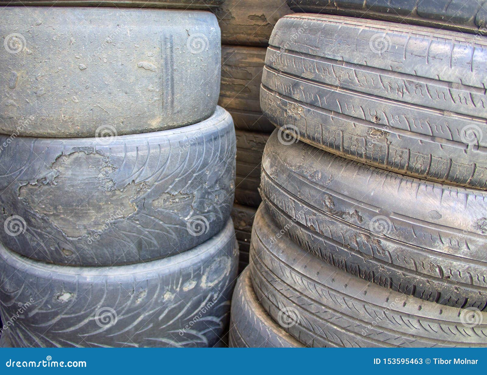 Used Up Car Tyres with Badly Worn Threads Close Up Stock Image - Image ...