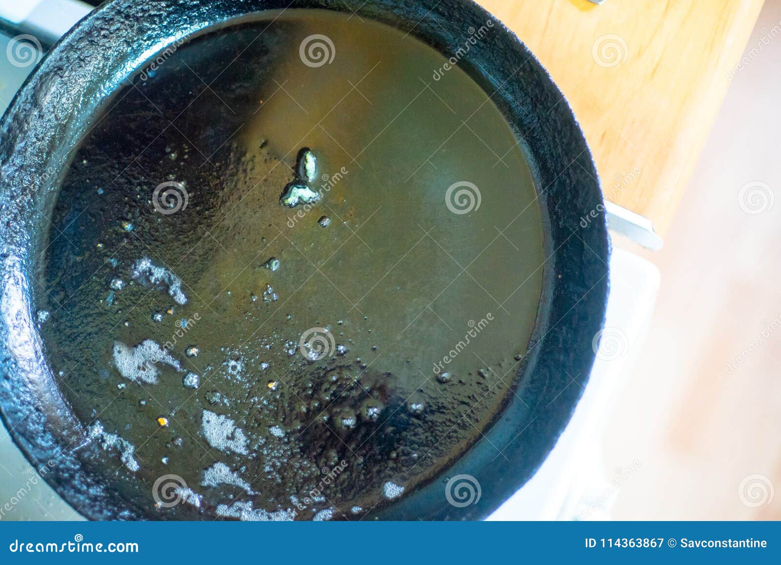 Oil in pan stock image. Image of food, skillet, olive - 114363867