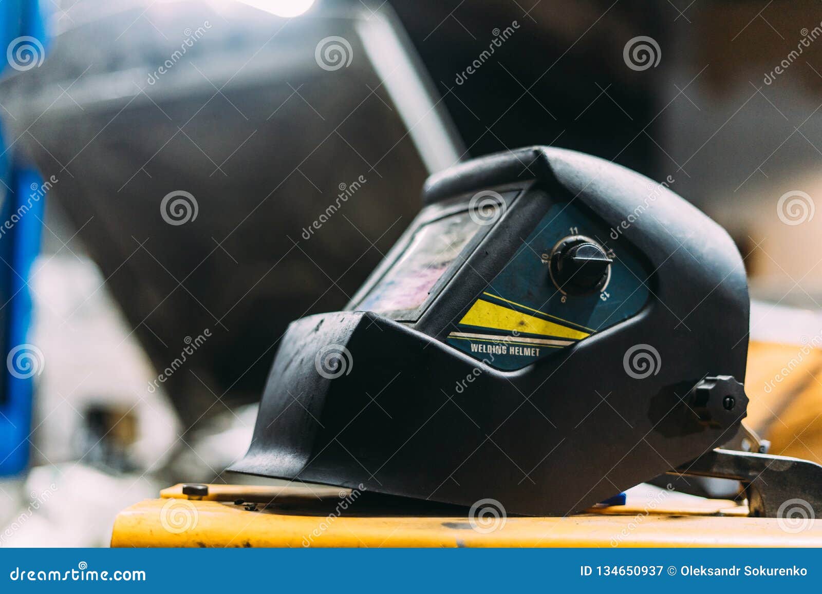 Used welding mask cloth up stock image. Image of concept - 134650937