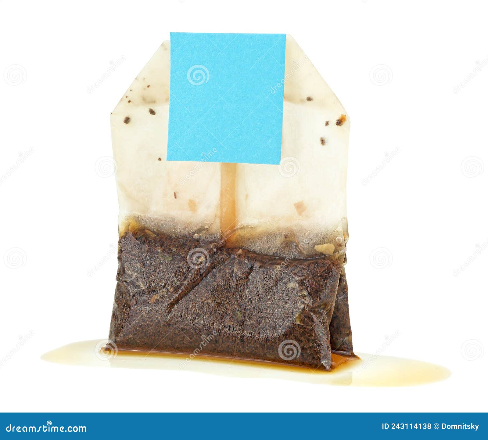 Used Wet Tea Bag with Tag Isolated on White Background Stock Photo ...