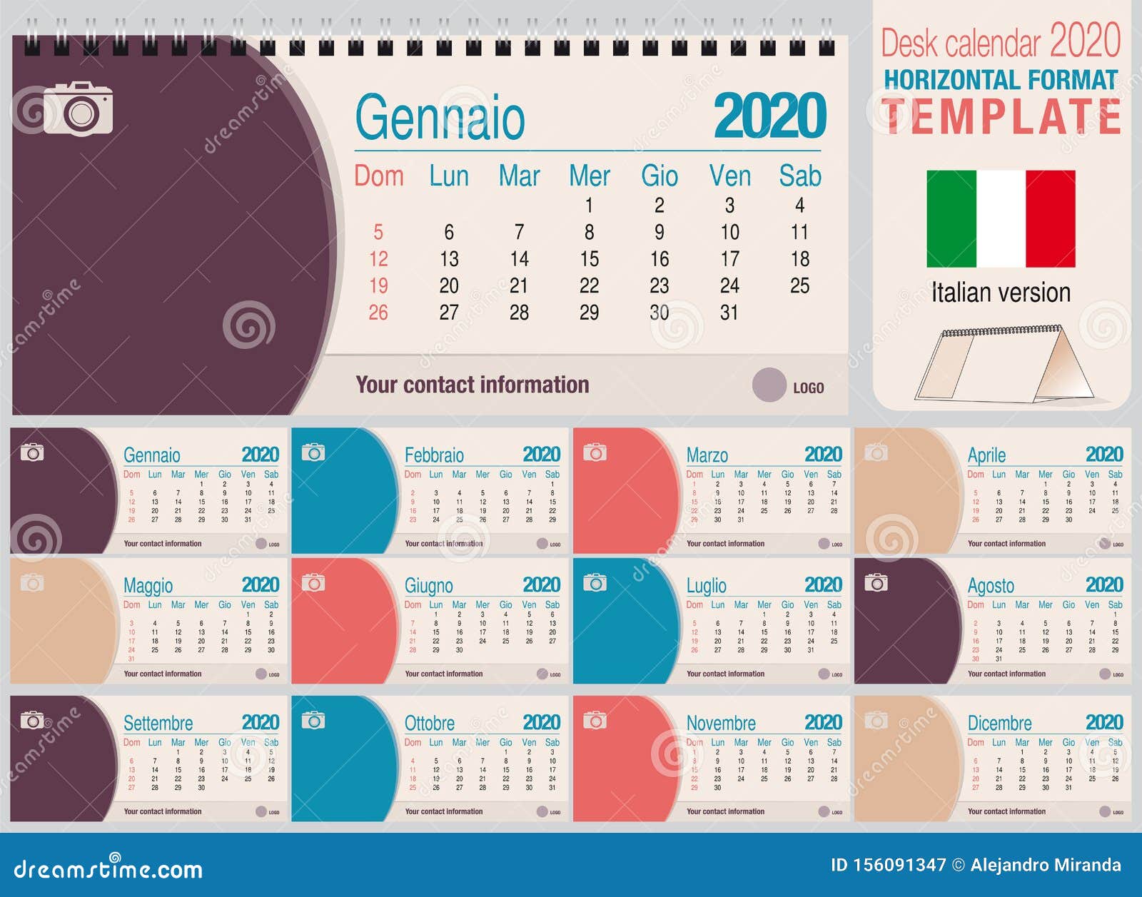 Useful Desk Triangle Calendar 2020 Template, with Space To Place a ...