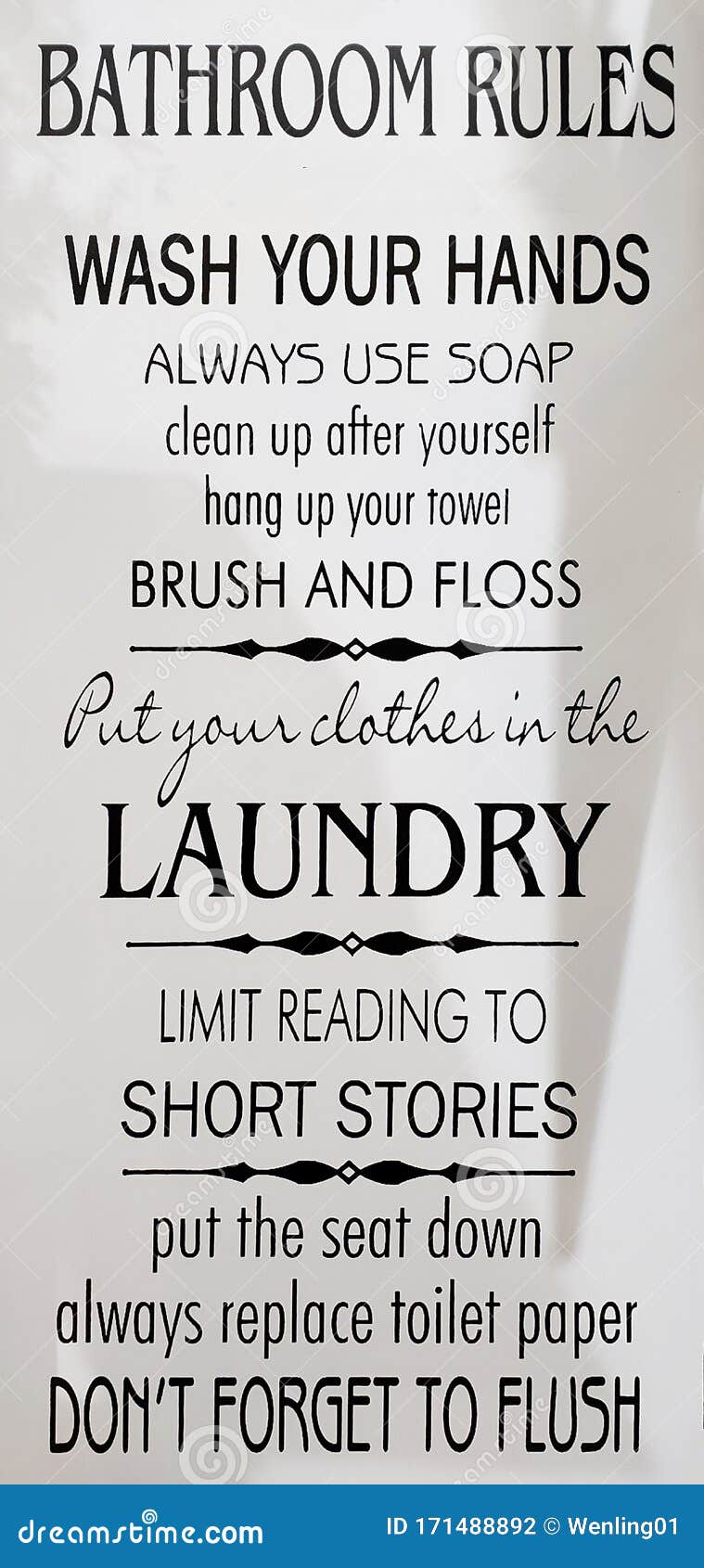 Useful Tip about Bathroom Rules Stock Photo - Image of board, black ...