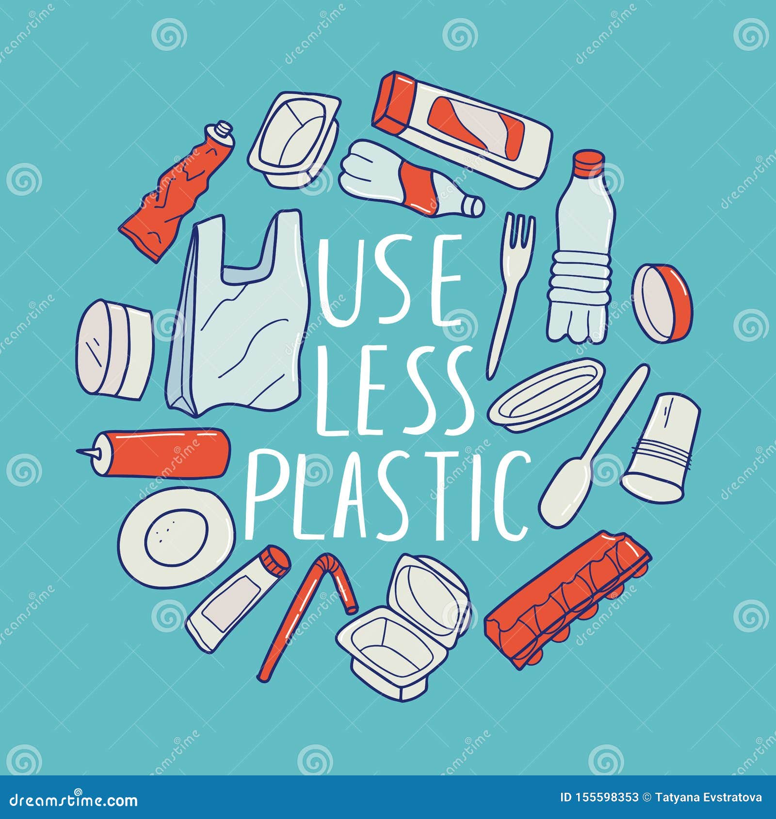Useless Plastic. Ecological Illustration. Problem Plastic Pollution ...