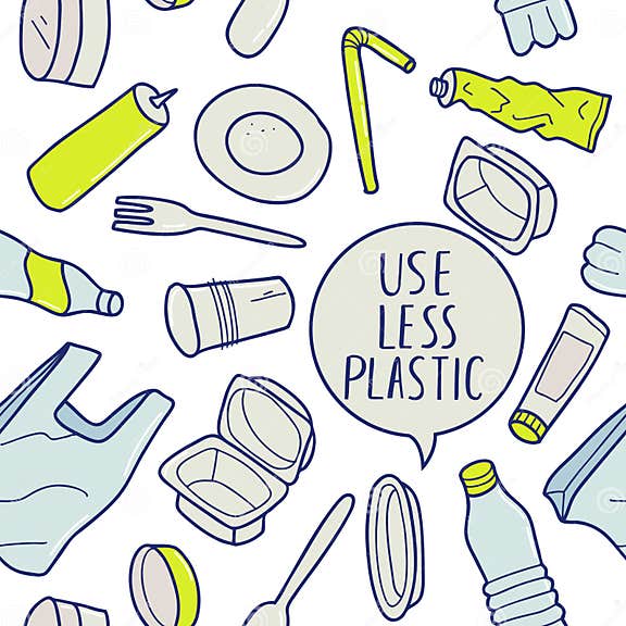 Useless Plastic. Ecological Seamless Pattern. Problem Plastic Pollution ...