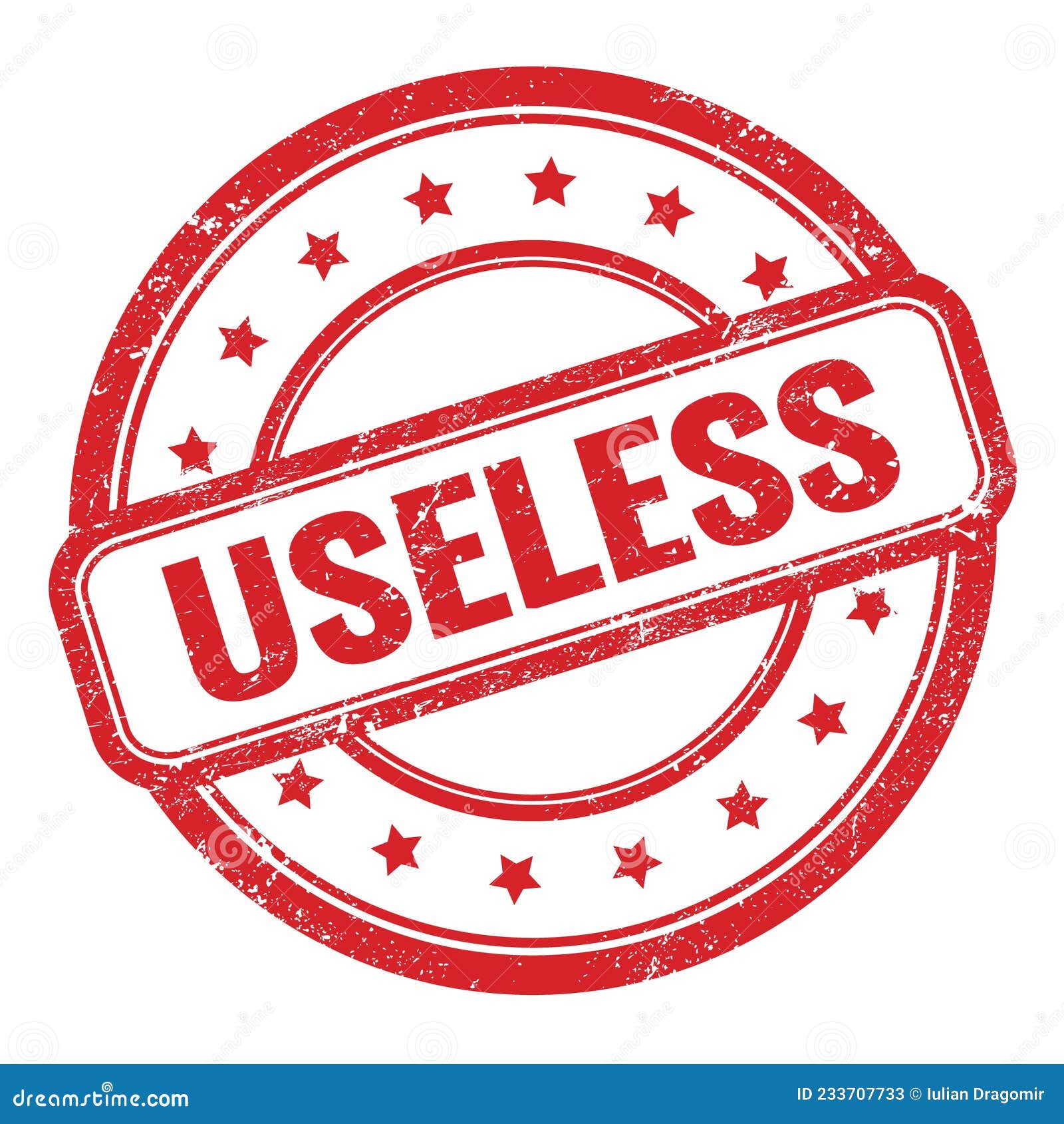 USELESS Text on Red Grungy Vintage Round Stamp Stock Illustration ...