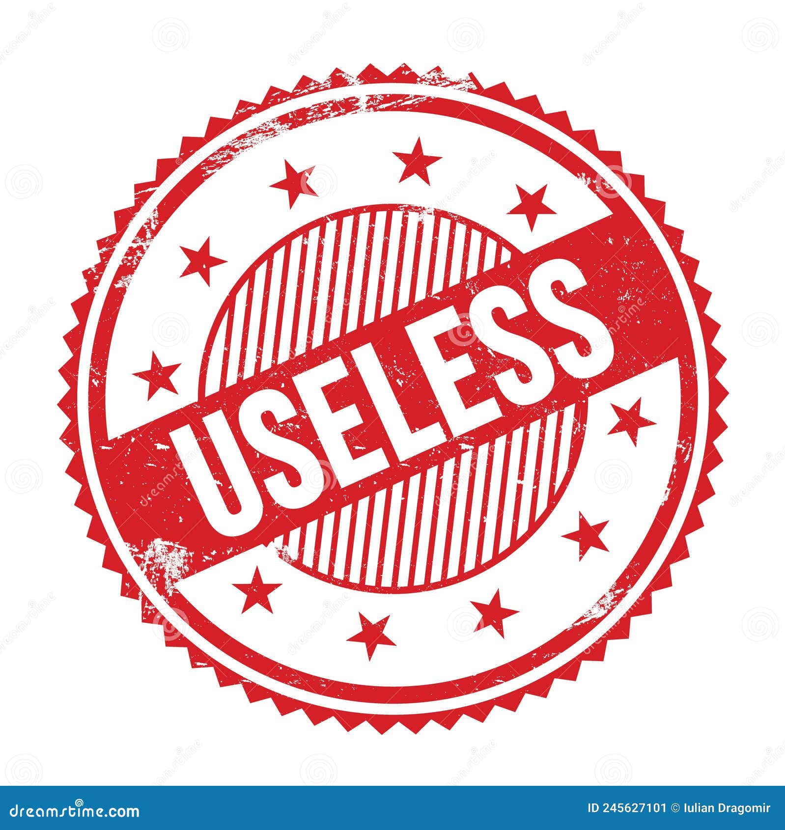 USELESS Text Written on Red Grungy Round Stamp Stock Illustration ...