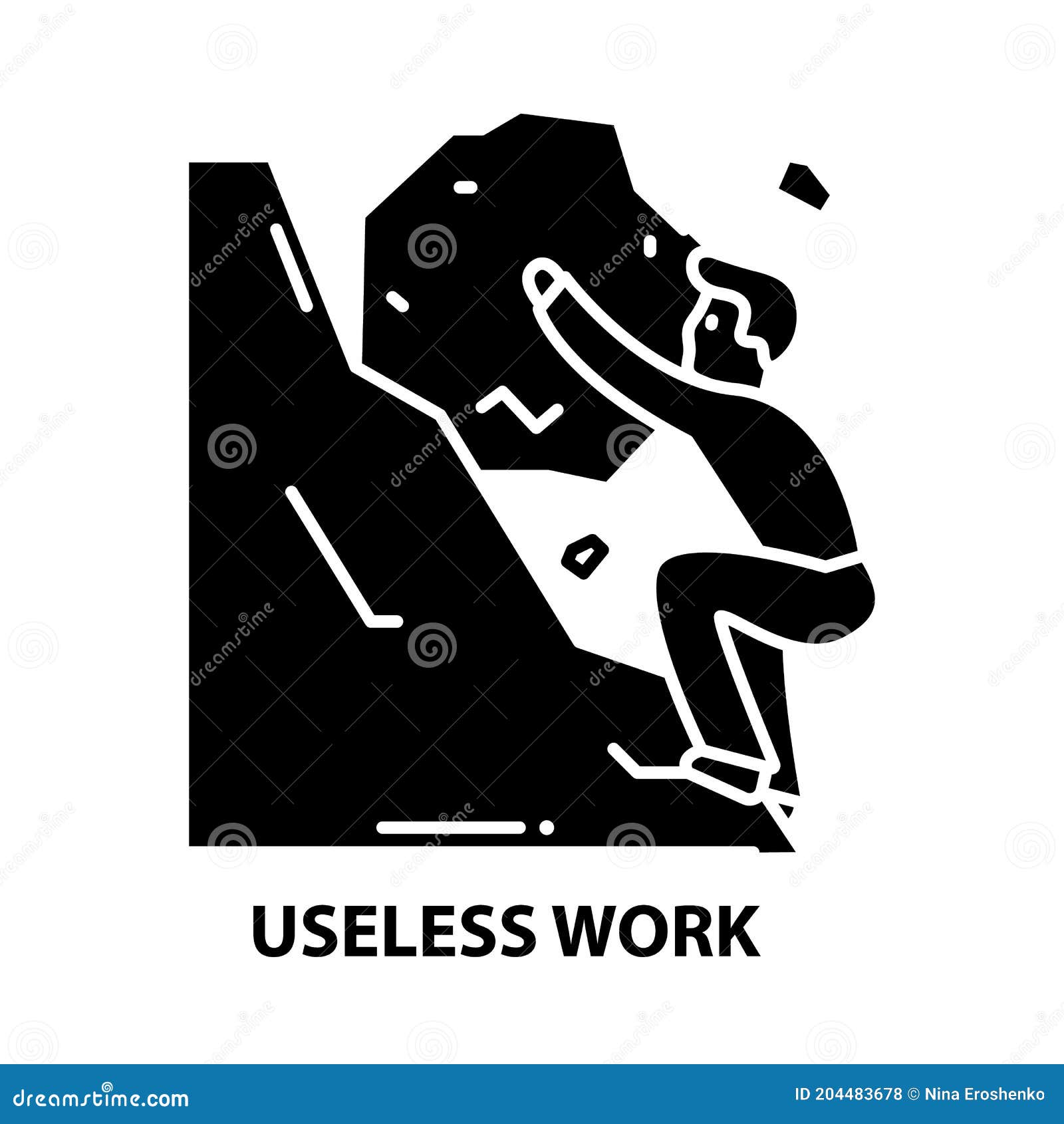 Useless Work Icon, Black Vector Sign with Editable Strokes, Concept ...