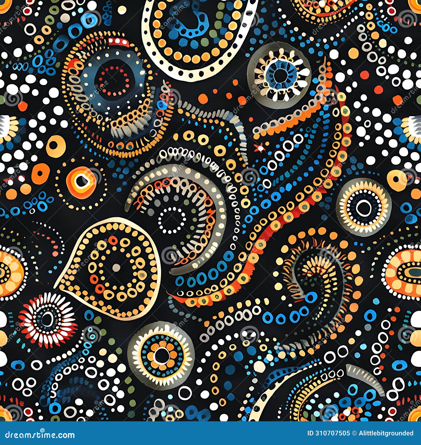 Aboriginal Art Inspired Seamless Tile Stock Illustration - Illustration ...