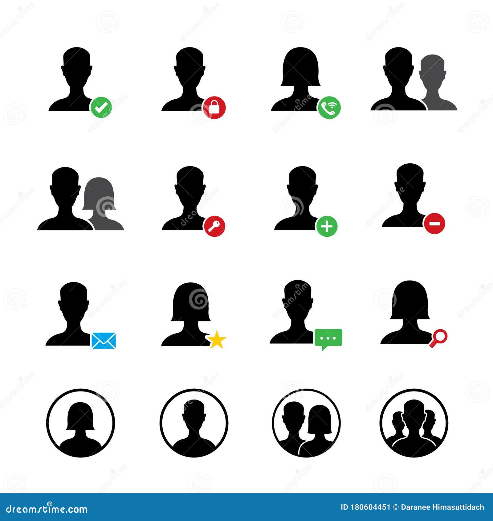 User Account Icon Set for Website or Application. Vector Illustration ...