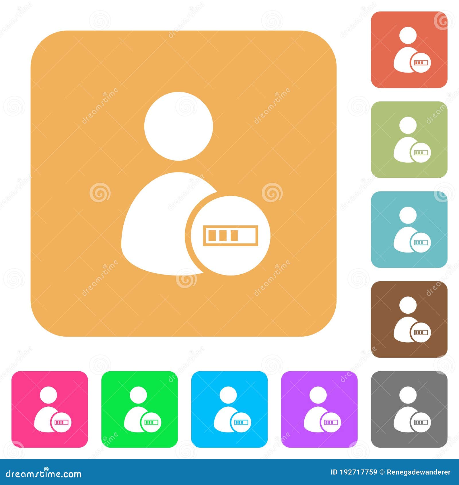 User Account Processing Rounded Square Flat Icons Stock Vector ...