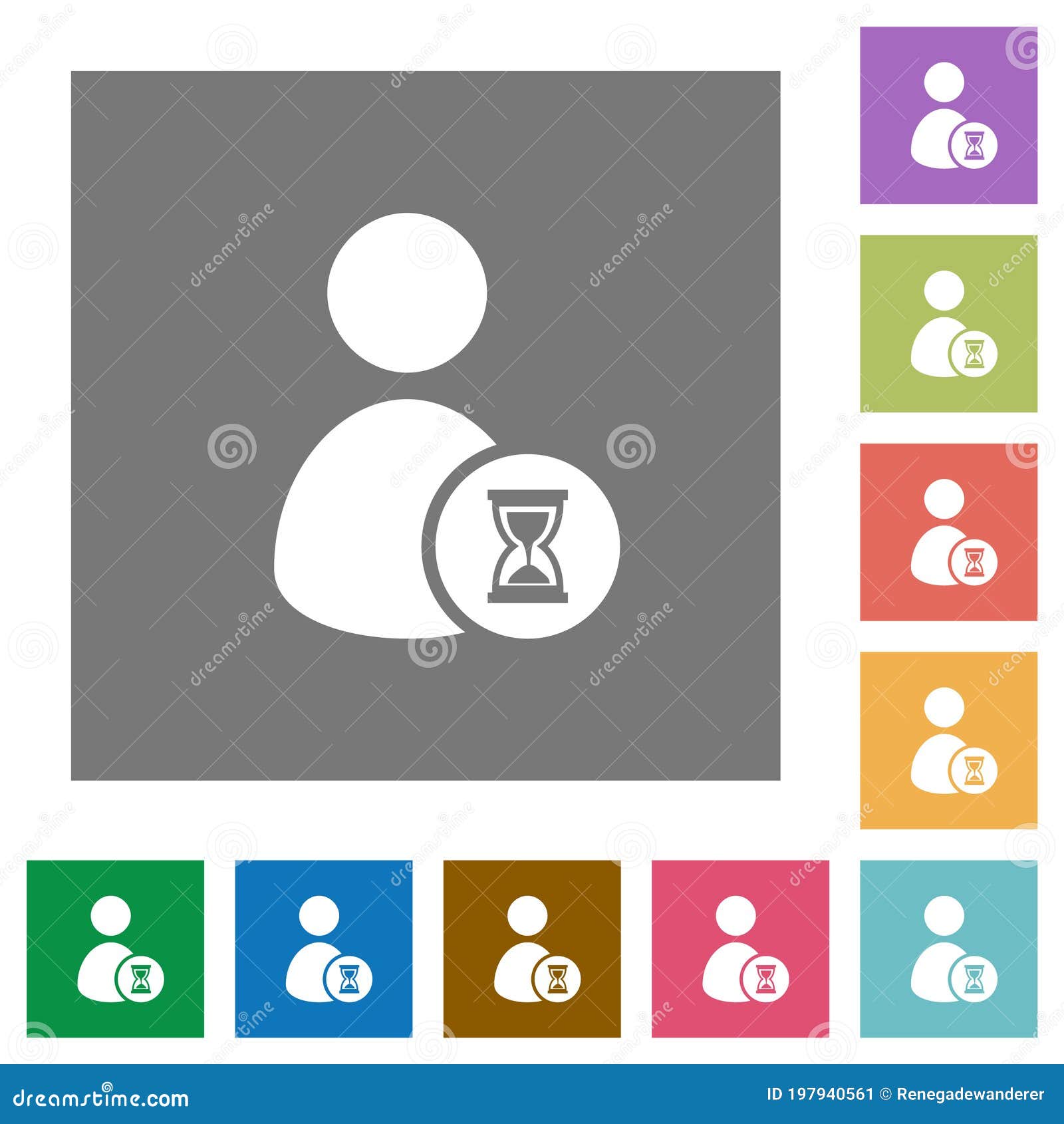 User Account Waiting Square Flat Icons Stock Vector - Illustration of ...