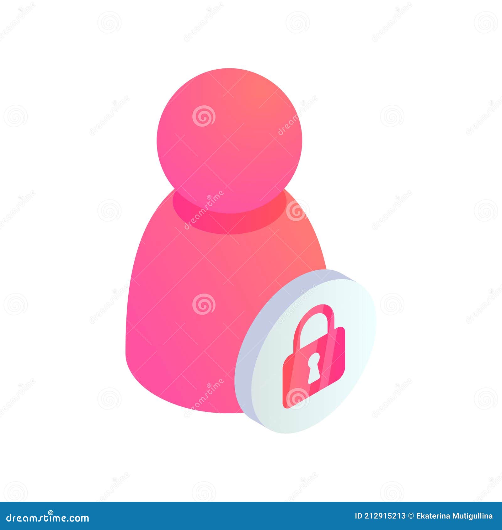 User Account Web Profile Protection Isometric Icon. 3D Personal Private ...