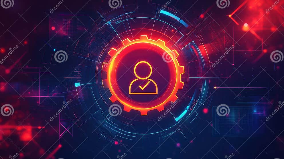 User Authentication Icon, a Bright Gear Symbol with a Person and ...