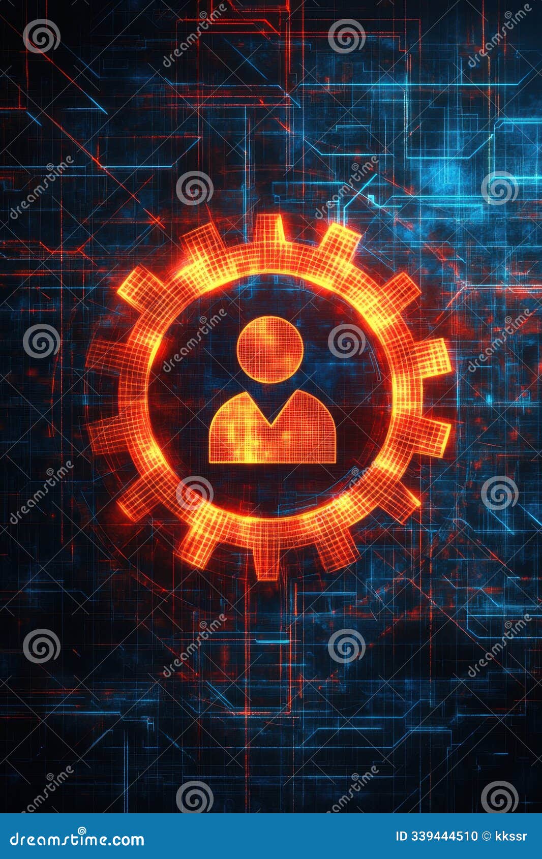 User Authentication Icon, a Bright Gear Symbol with a Person and ...