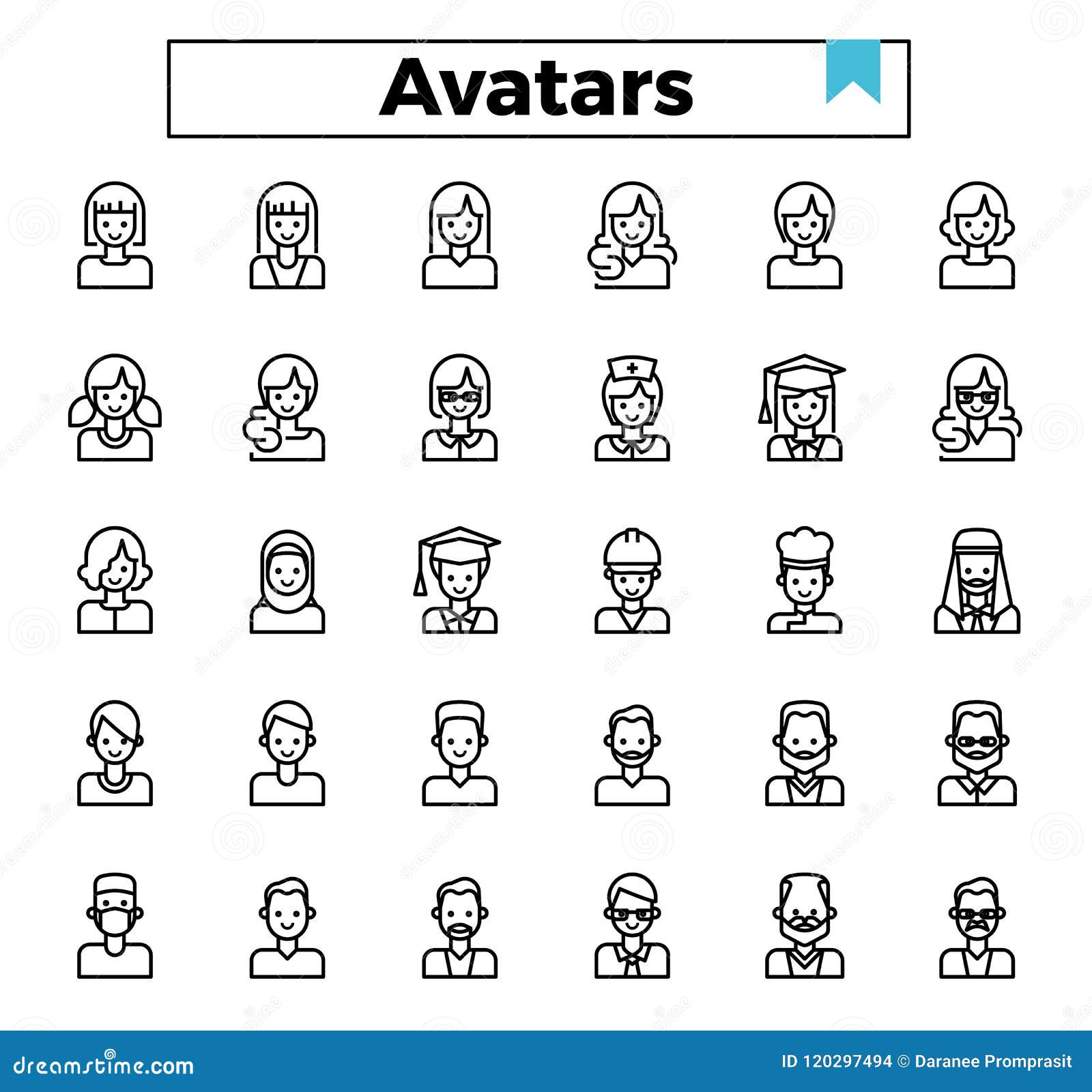 User avatar icon set. stock illustration. Illustration of website ...