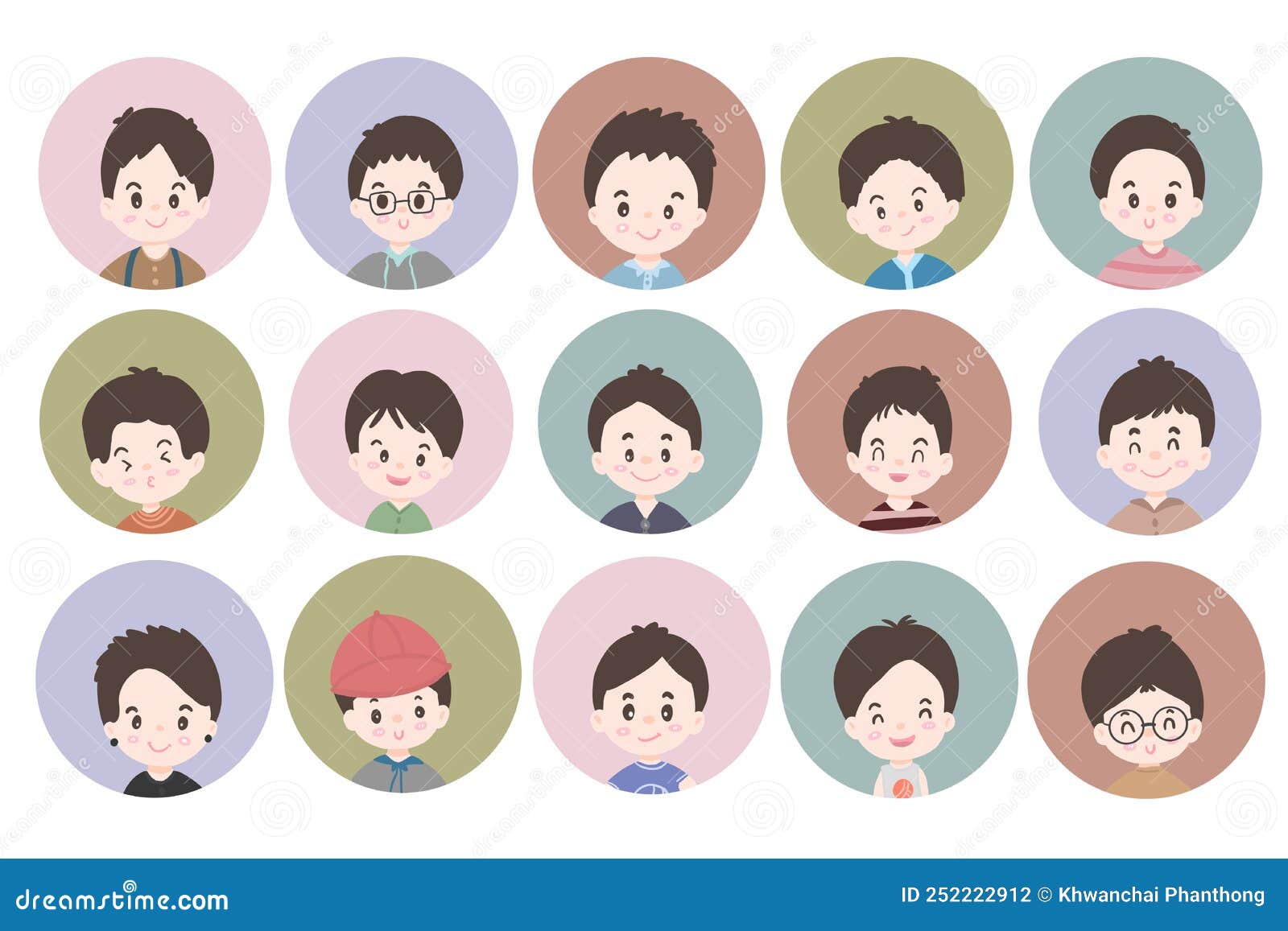 User Avatar Set. Young Boy Avatar Profile Icons Stock Illustration ...
