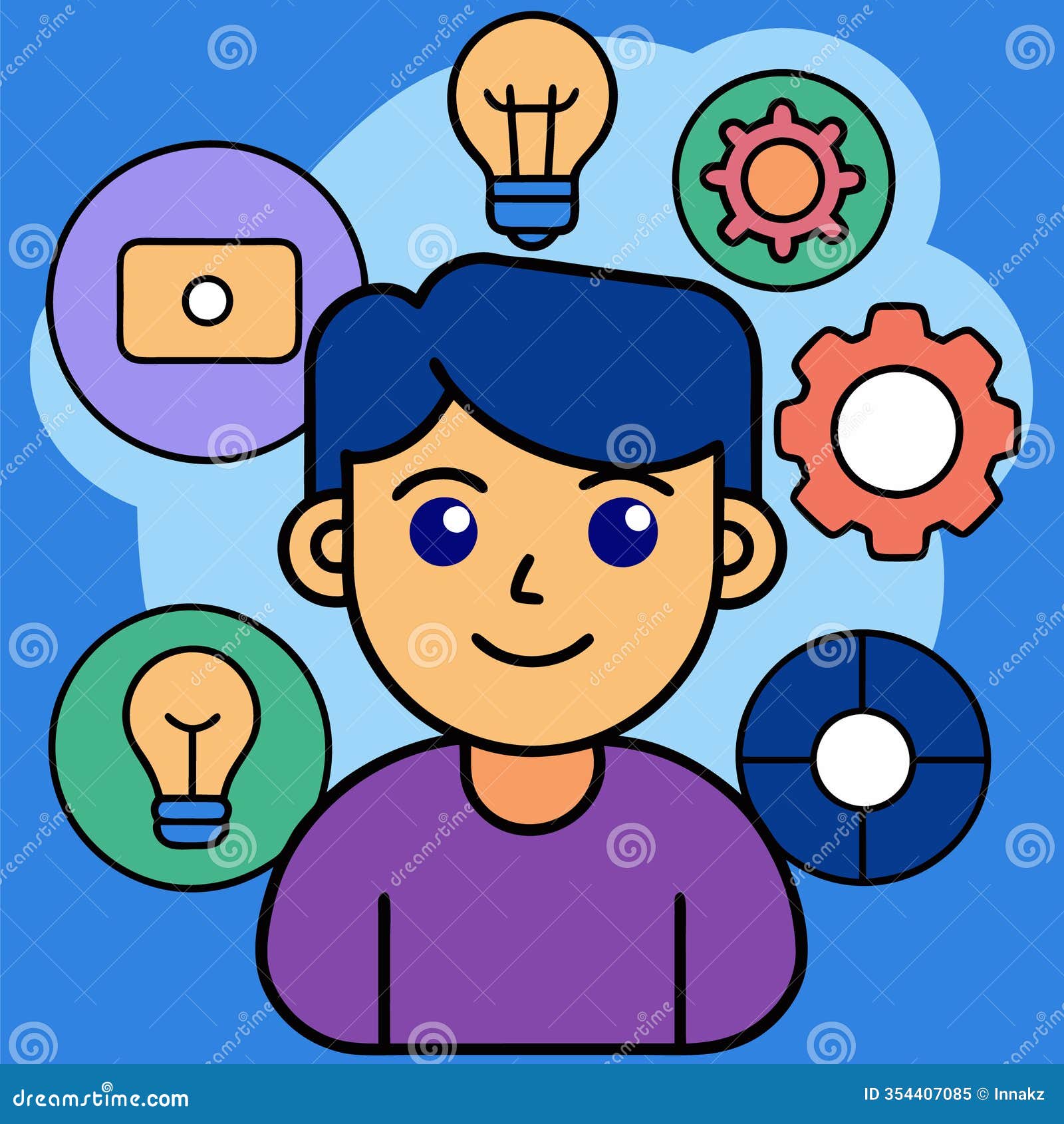 User Being Inspired by the Possibilities of an App. Cartoon Style Stock ...