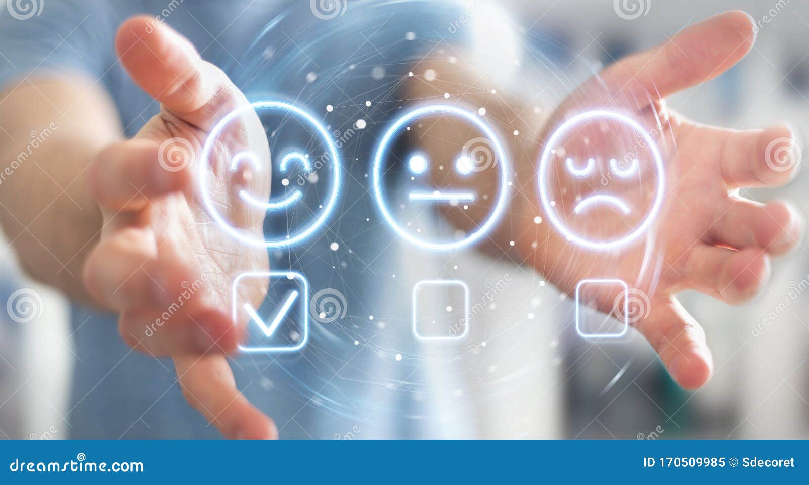 User Using Customer Satisfaction Rating Interface 3D Rendering Stock ...