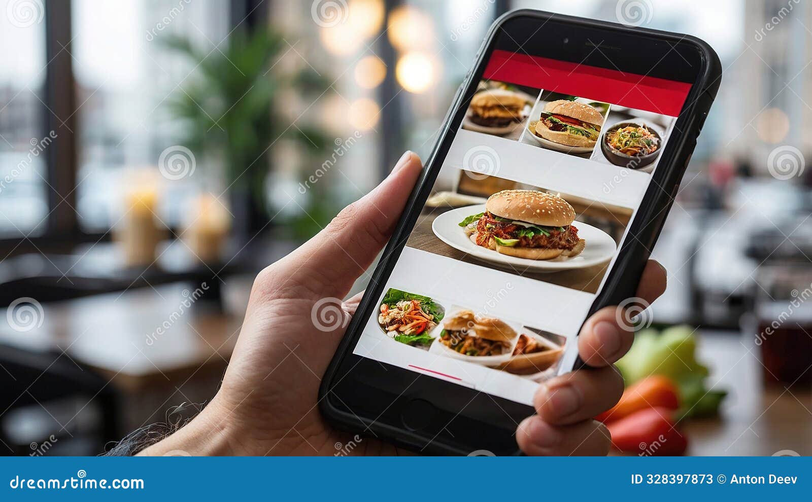 User Browsing Food Delivery App with Delicious Menu Options in a Cozy ...