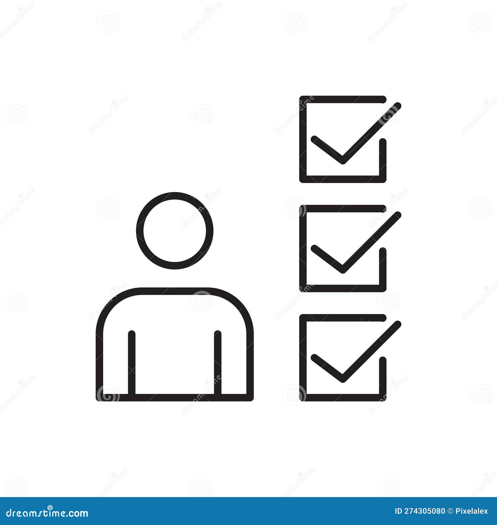 User Checklist Line Icon on White Stock Vector - Illustration of user ...