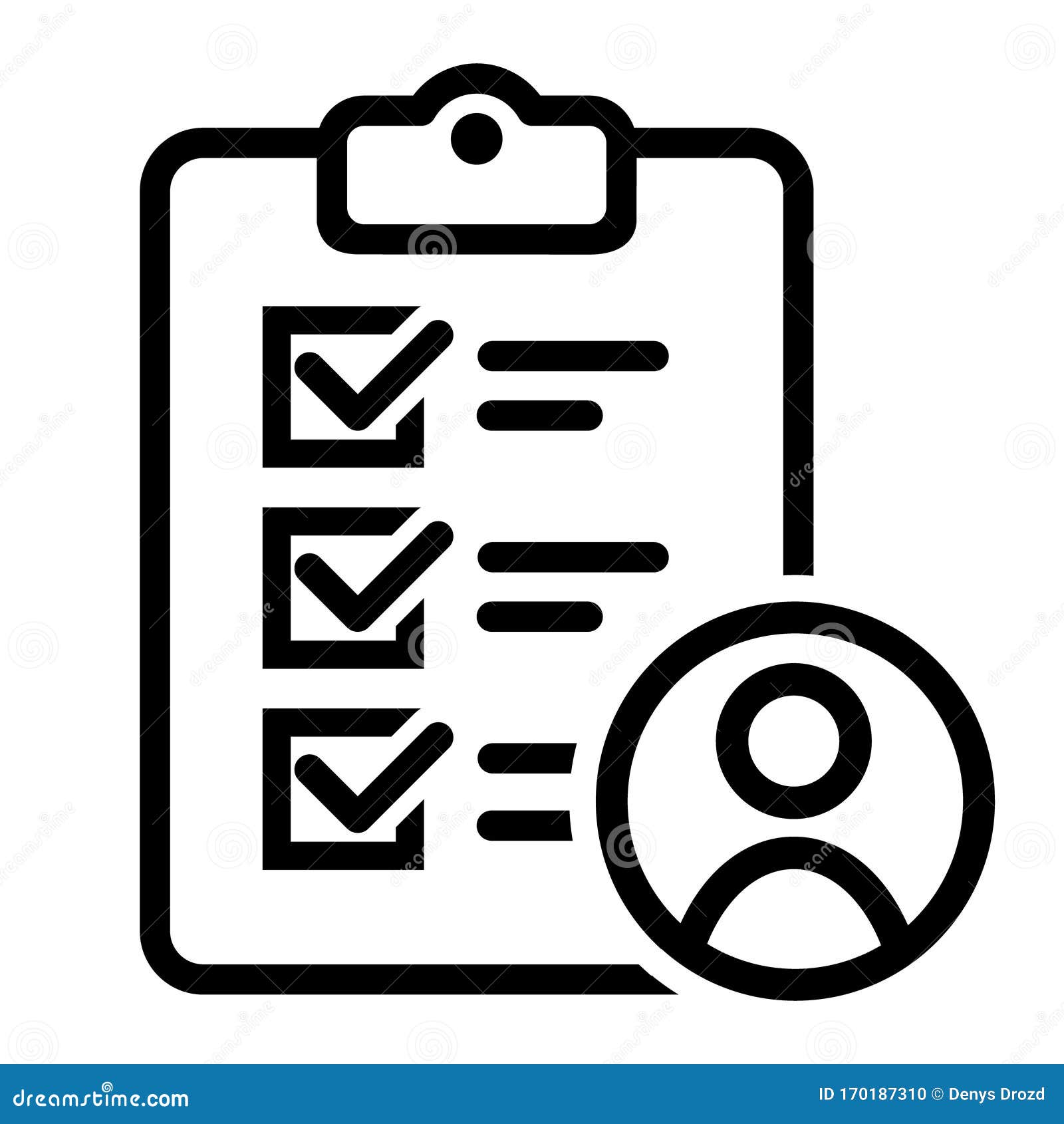 User Checklist Vector Icon, Manager Candidate Illustration Sign ...