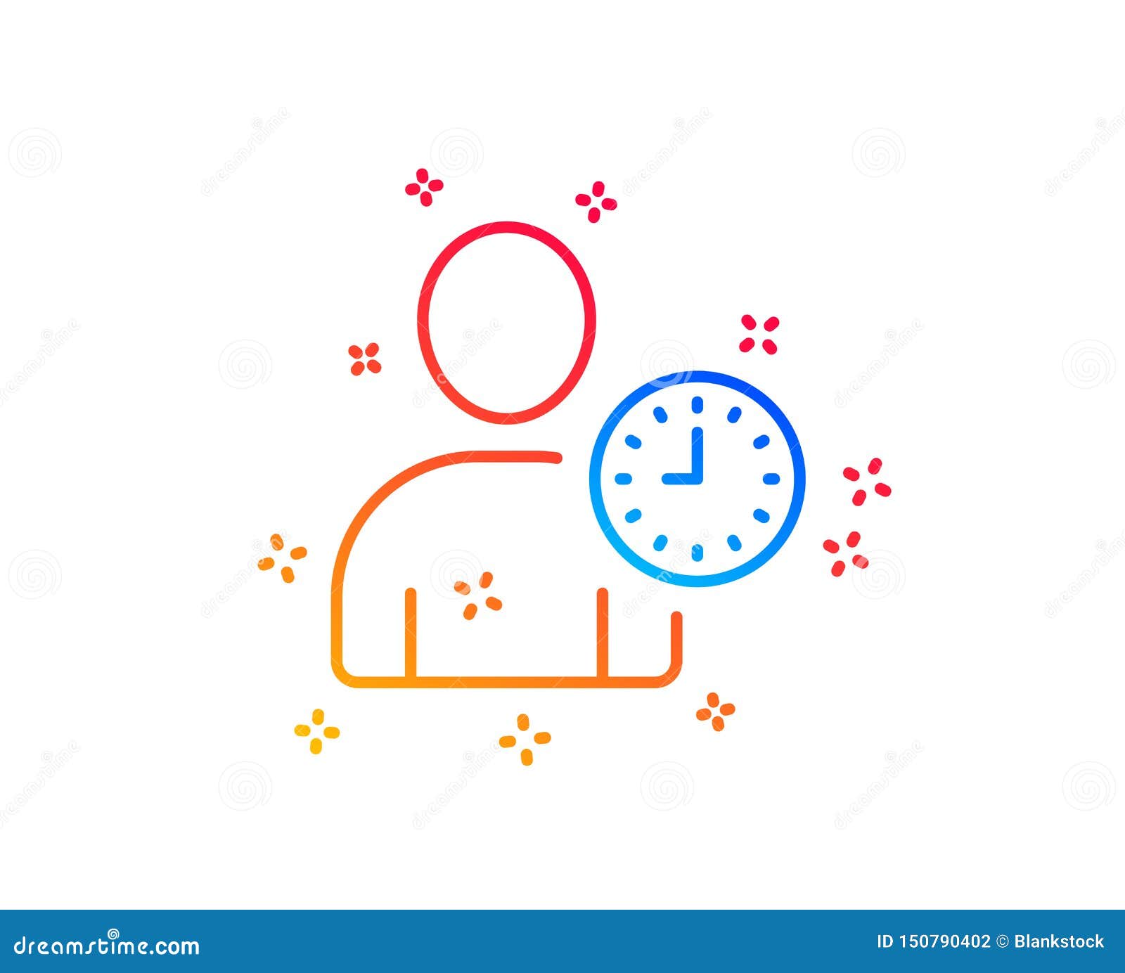 User with Clock Line Icon. Profile Avatar Sign. Vector Stock Vector ...