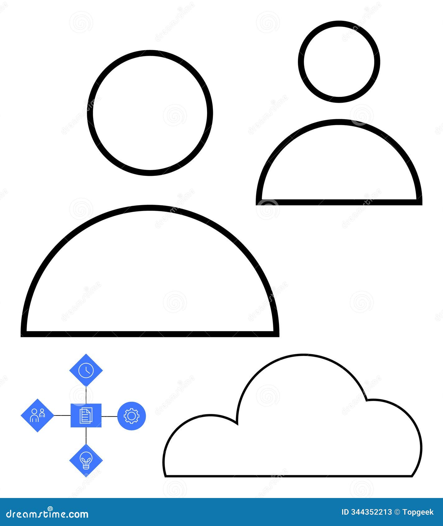 User and Cloud Icon with Connected Service Management Symbols for Web ...