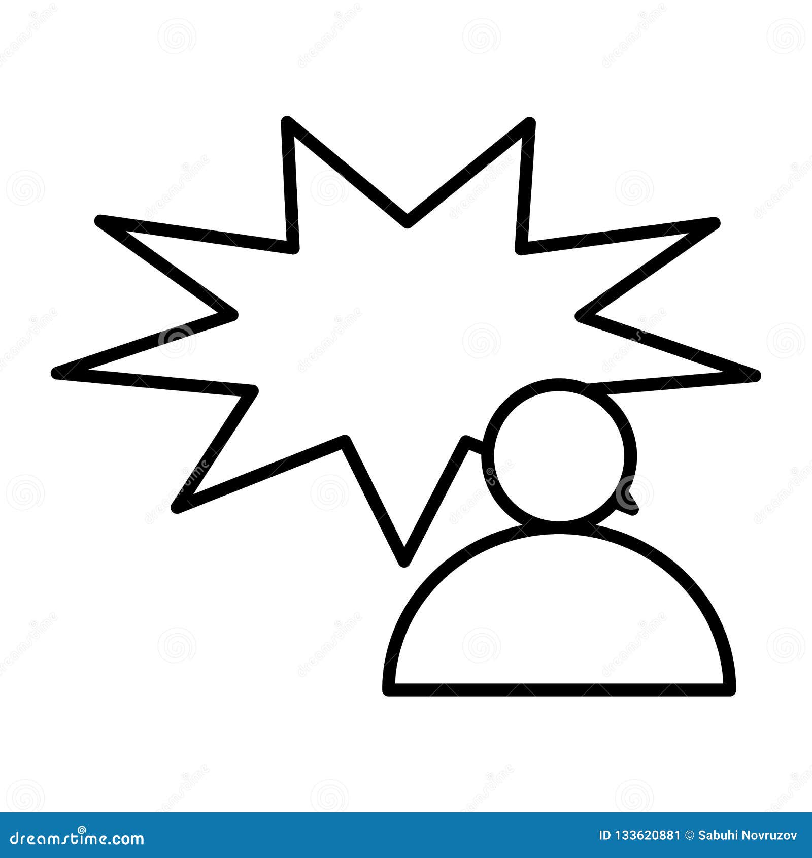 User with Comic Speech Bubble Thin Line Icon. Person and Chat Speech ...
