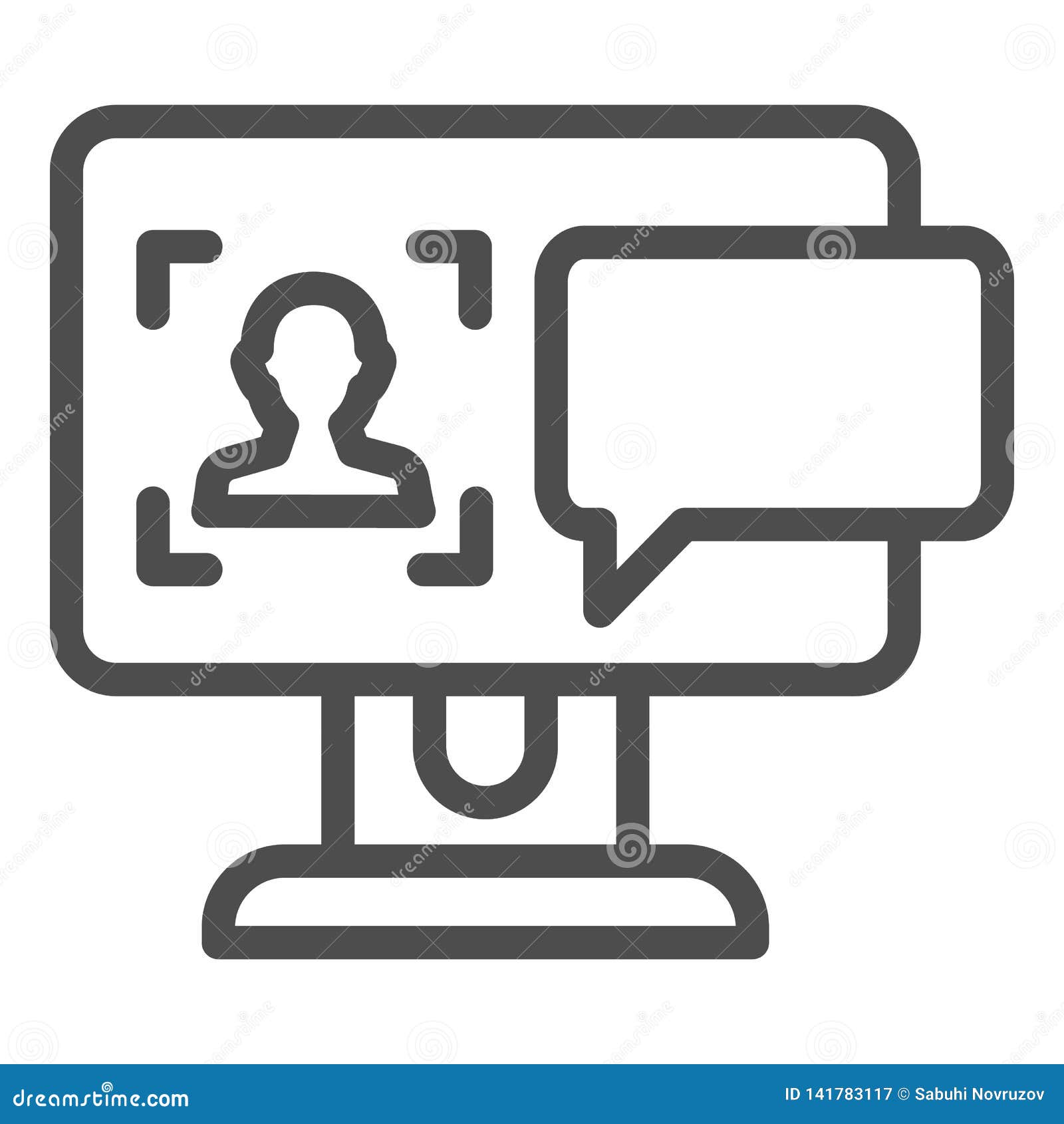 User on Computer Monitor Line Icon. Authorization Vector Illustration ...