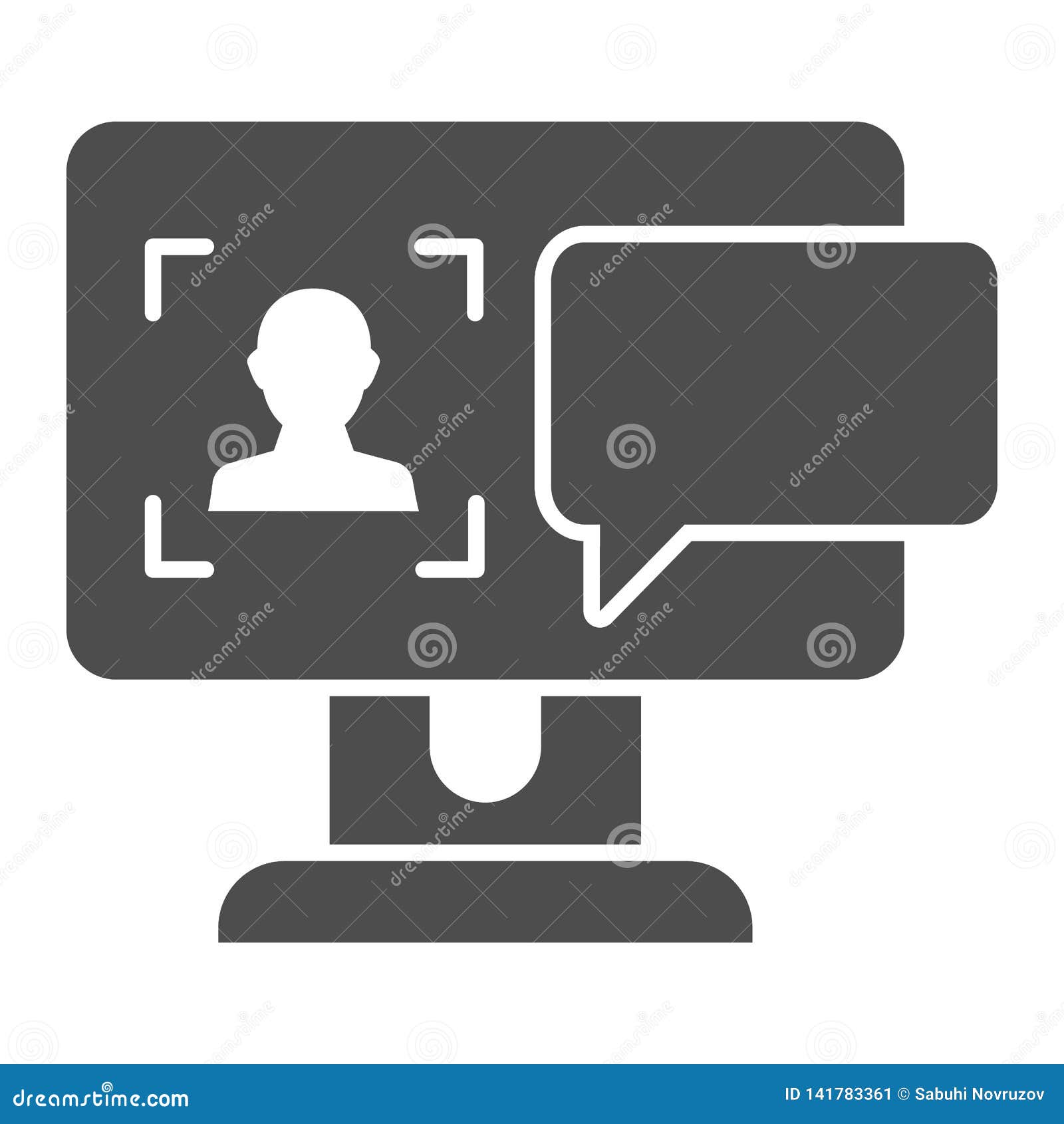 User on Computer Monitor Solid Icon. Authorization Vector Illustration ...