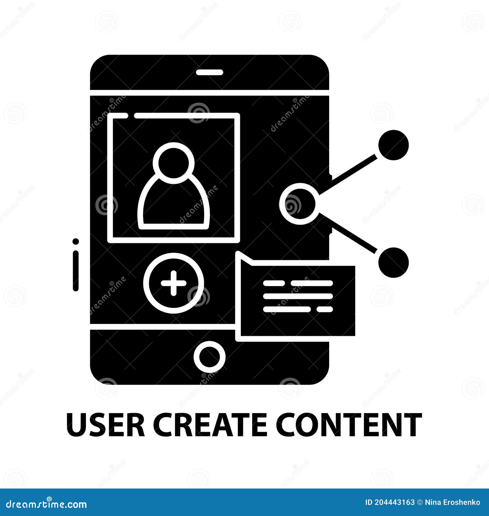 User Create Content Icon, Black Vector Sign with Editable Strokes ...