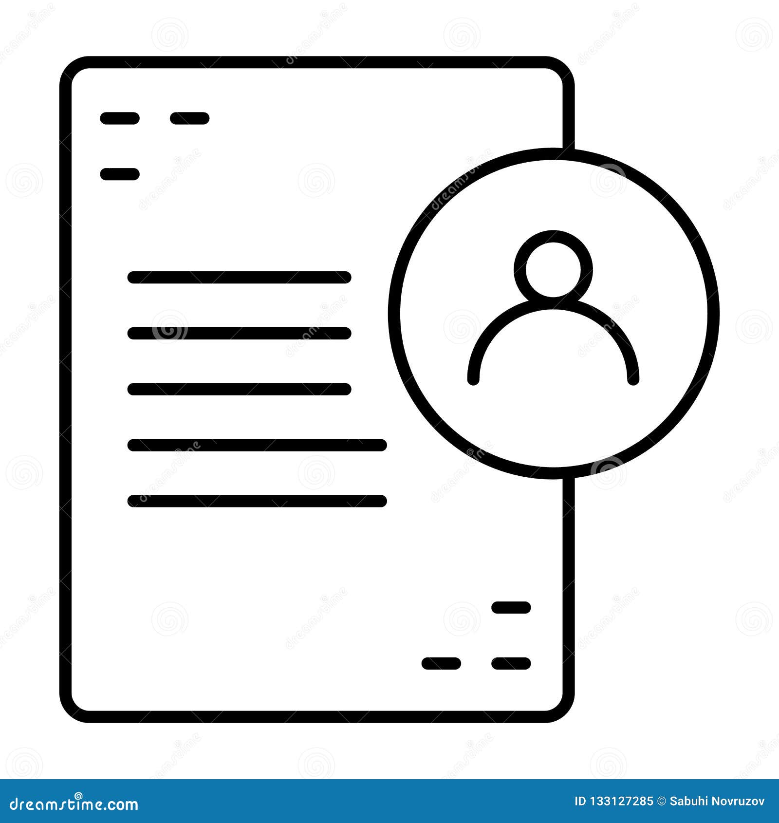 User Document Thin Line Icon. User Form Vector Illustration Isolated on ...