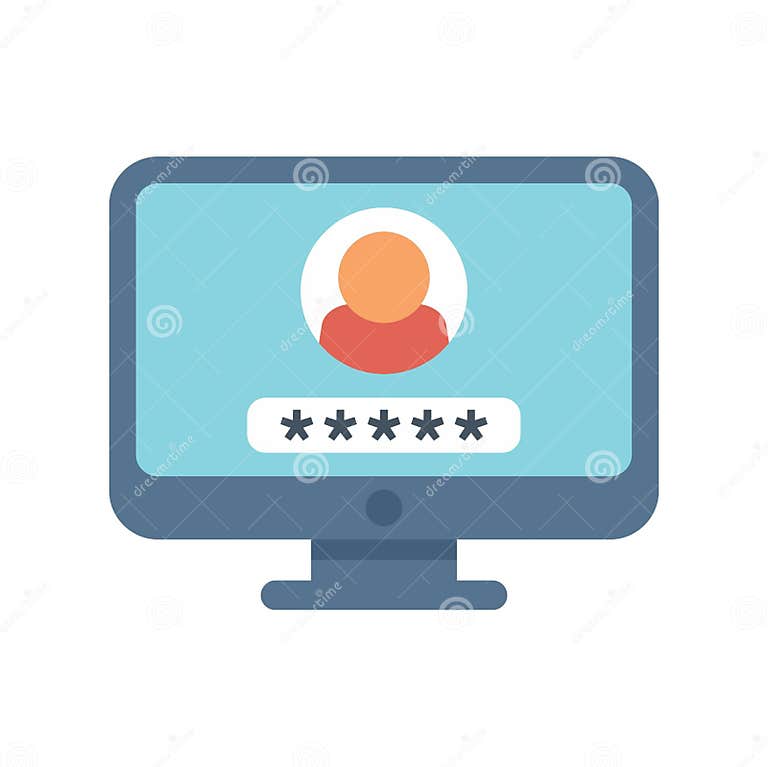 User Entering Password on Computer for Website Login Stock Illustration - Illustration of ...