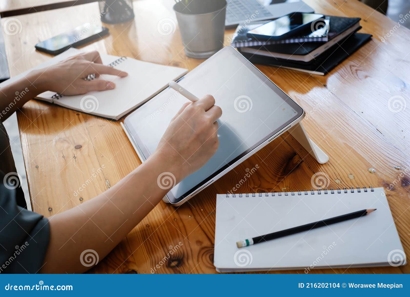 Layout Of A Laptop, Notepad, Pen, And Letters On The Background Of ...