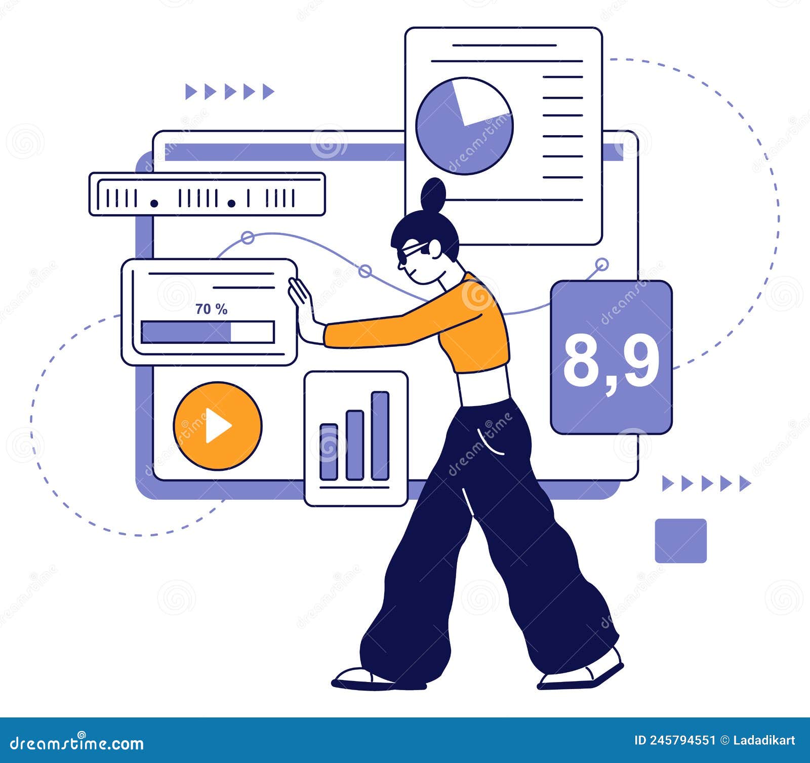 User Experience Design. App Developer Making Dashboard Interface Stock ...