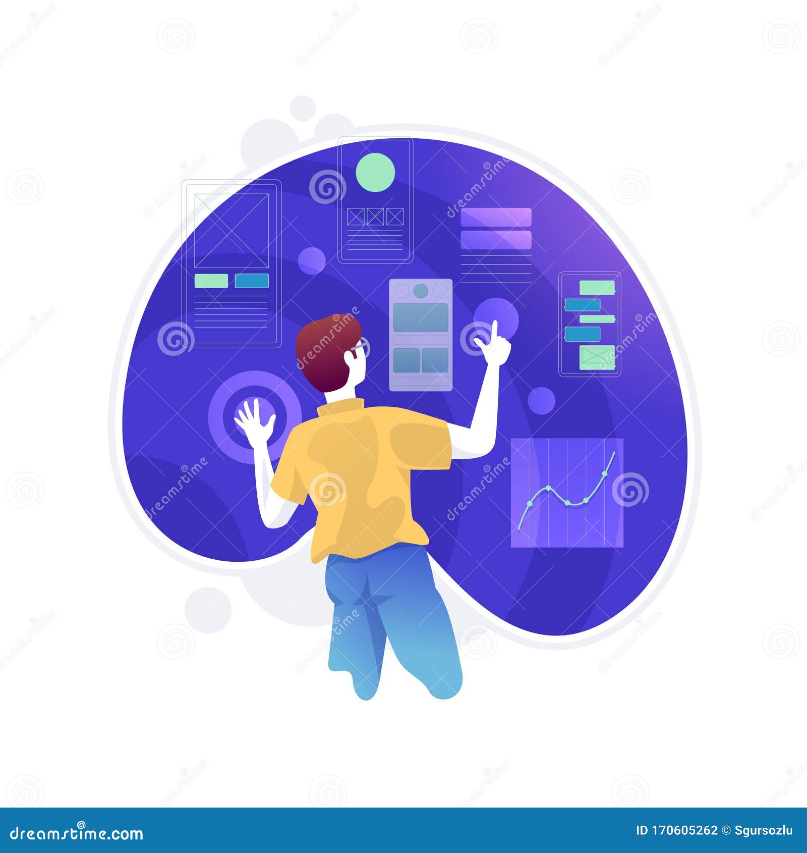 User Experience Design, Ui, Ux, Virtual Screen Stock Vector ...