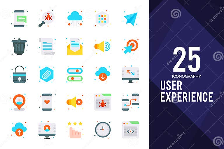 25 User Experience Flat Icon Pack. Vector Illustration Stock Vector - Illustration of header ...