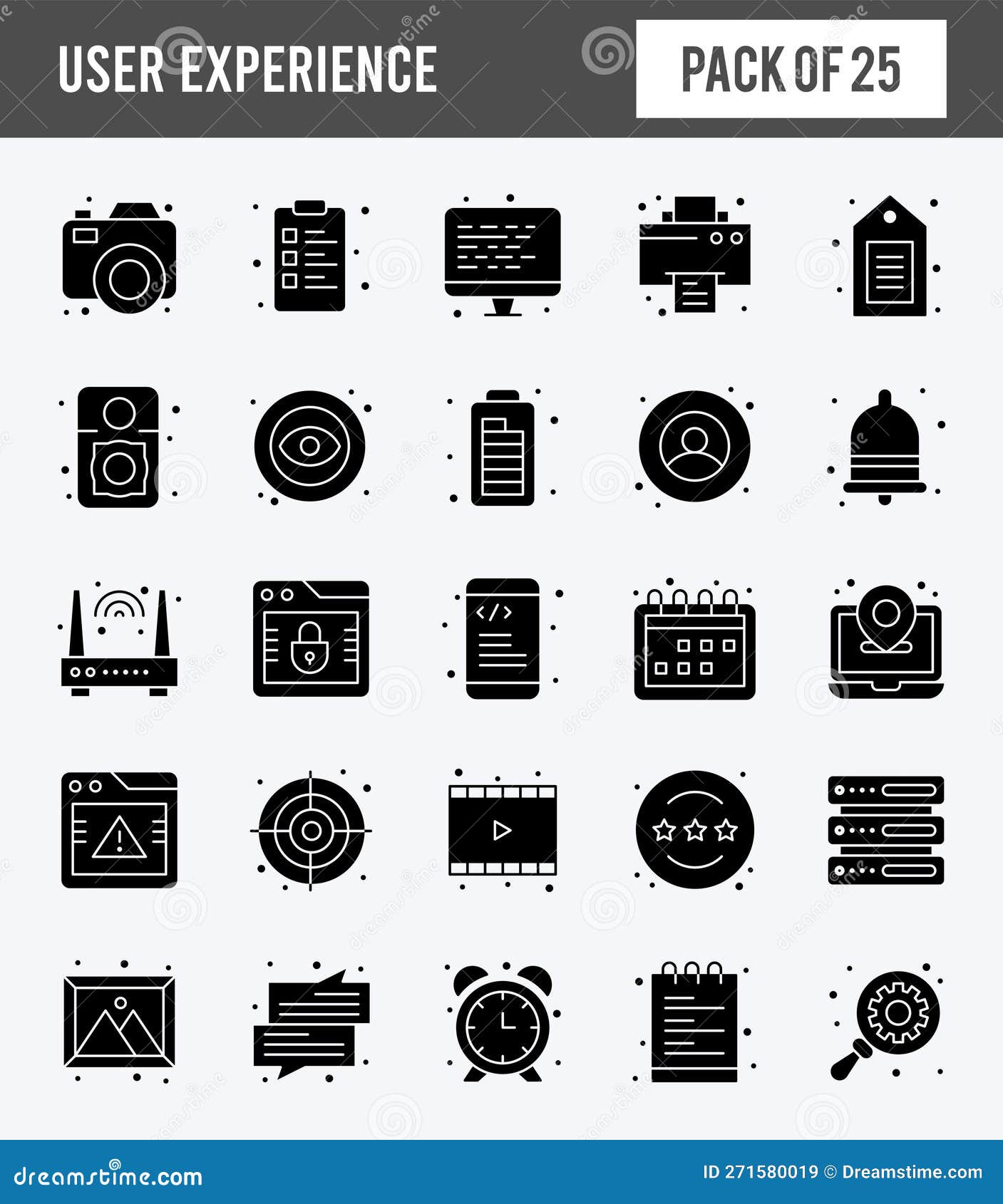 25 User Experience Glyph Icon Pack. Vector Illustration Stock Vector ...