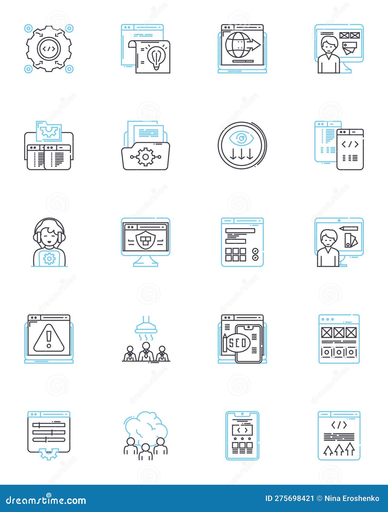 User Experience Linear Icons Set. Interface, Navigation, Interaction, Design, Usability ...