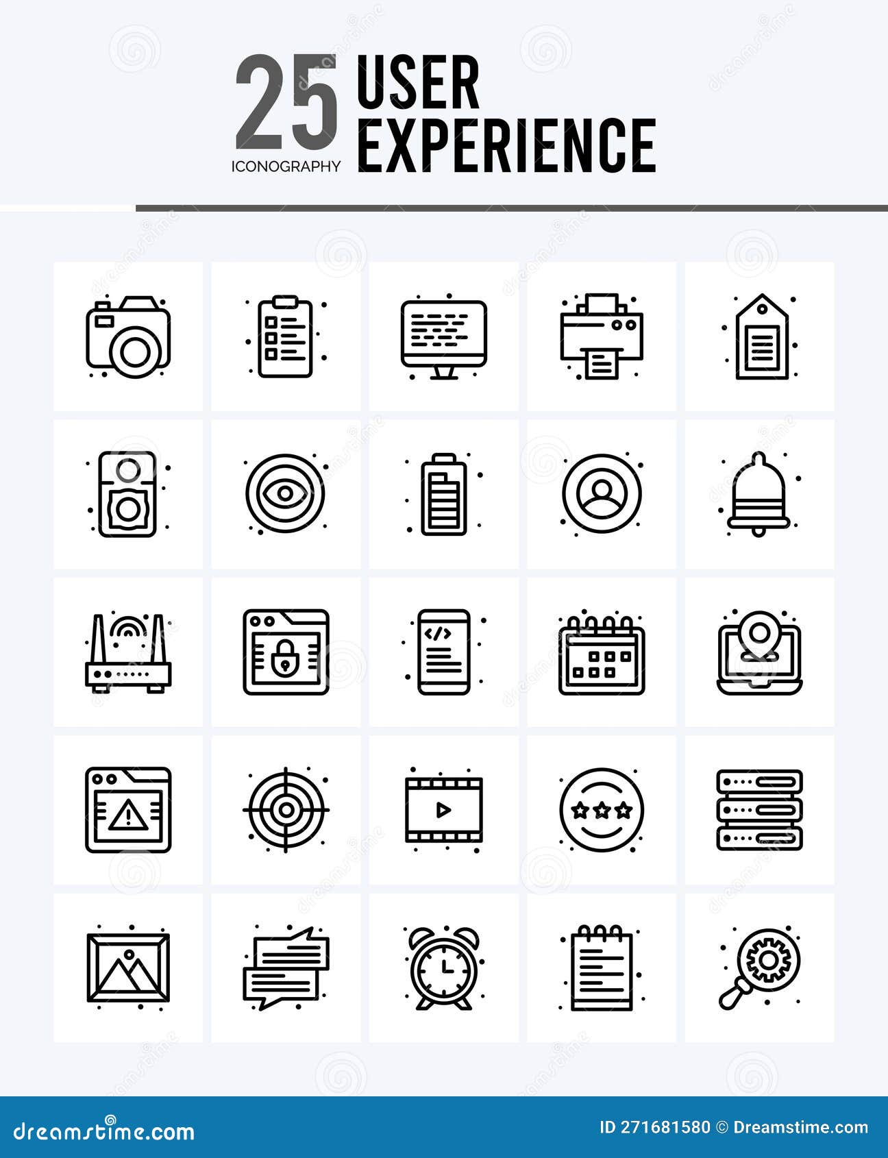 25 User Experience Outline Icons Pack Vector Illustration Stock Vector ...