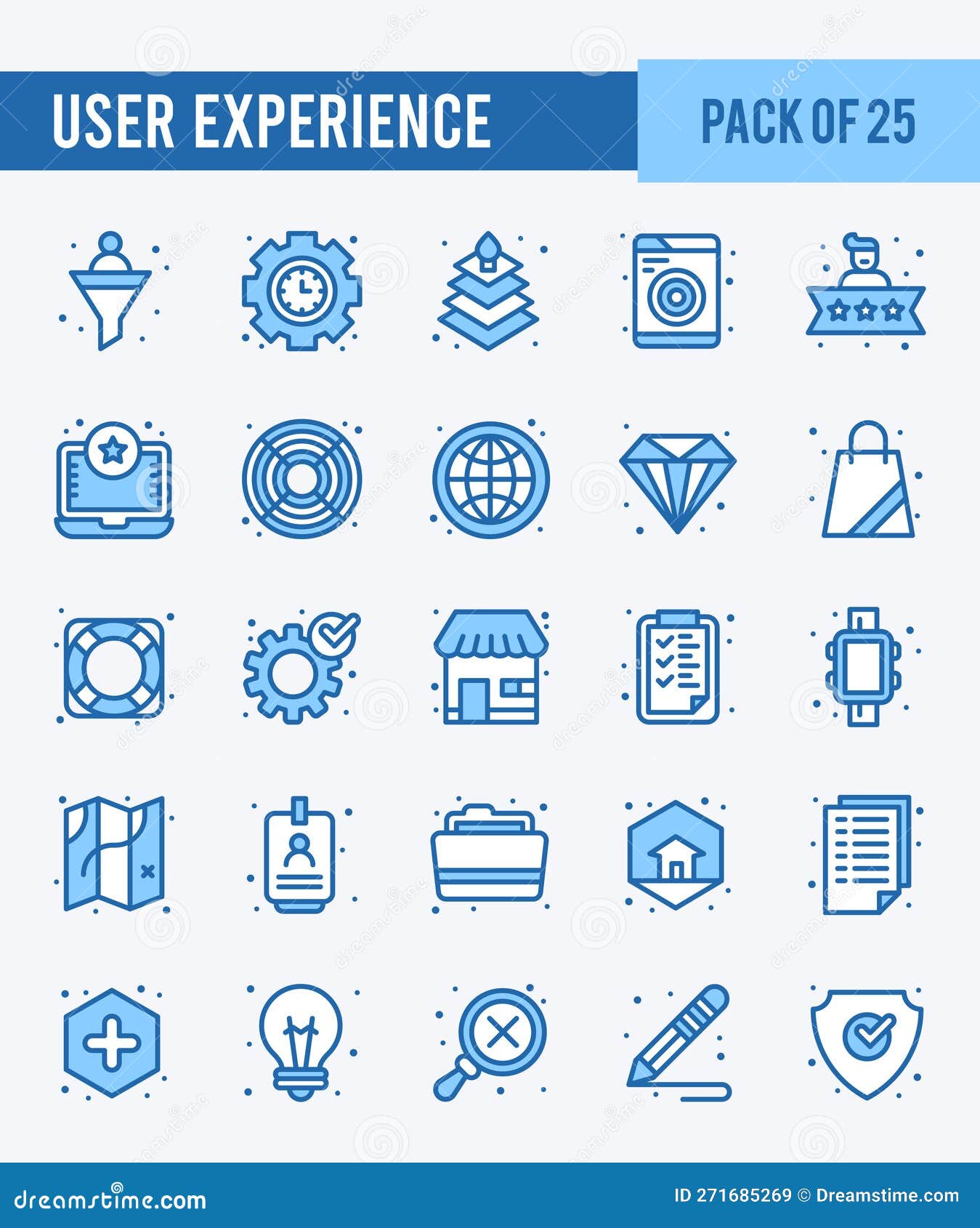 25 User Experience. Two Color Icons Pack. Vector Illustration Stock ...