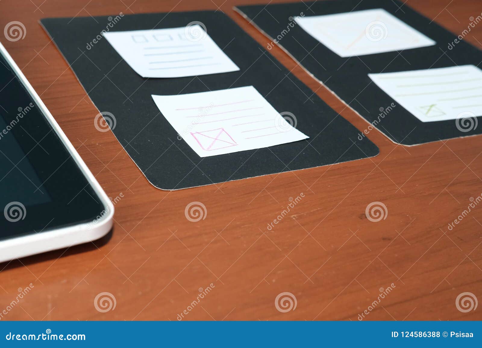 User Experience Workspace. UX Designer Desk with Tablet Layout. Stock ...
