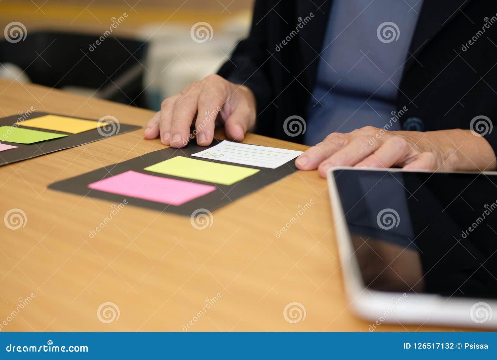 User Experience Workspace. UX Designer Desk with Tablet Layout. Stock ...